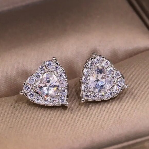 Jewelry | Heart Shaped Rhinestone Stud Earrings | Poshmark